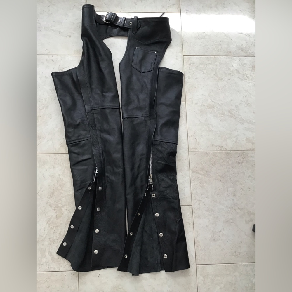 Barney’s Leather Motorcycle Riding Chaps Sz Xl - Gem